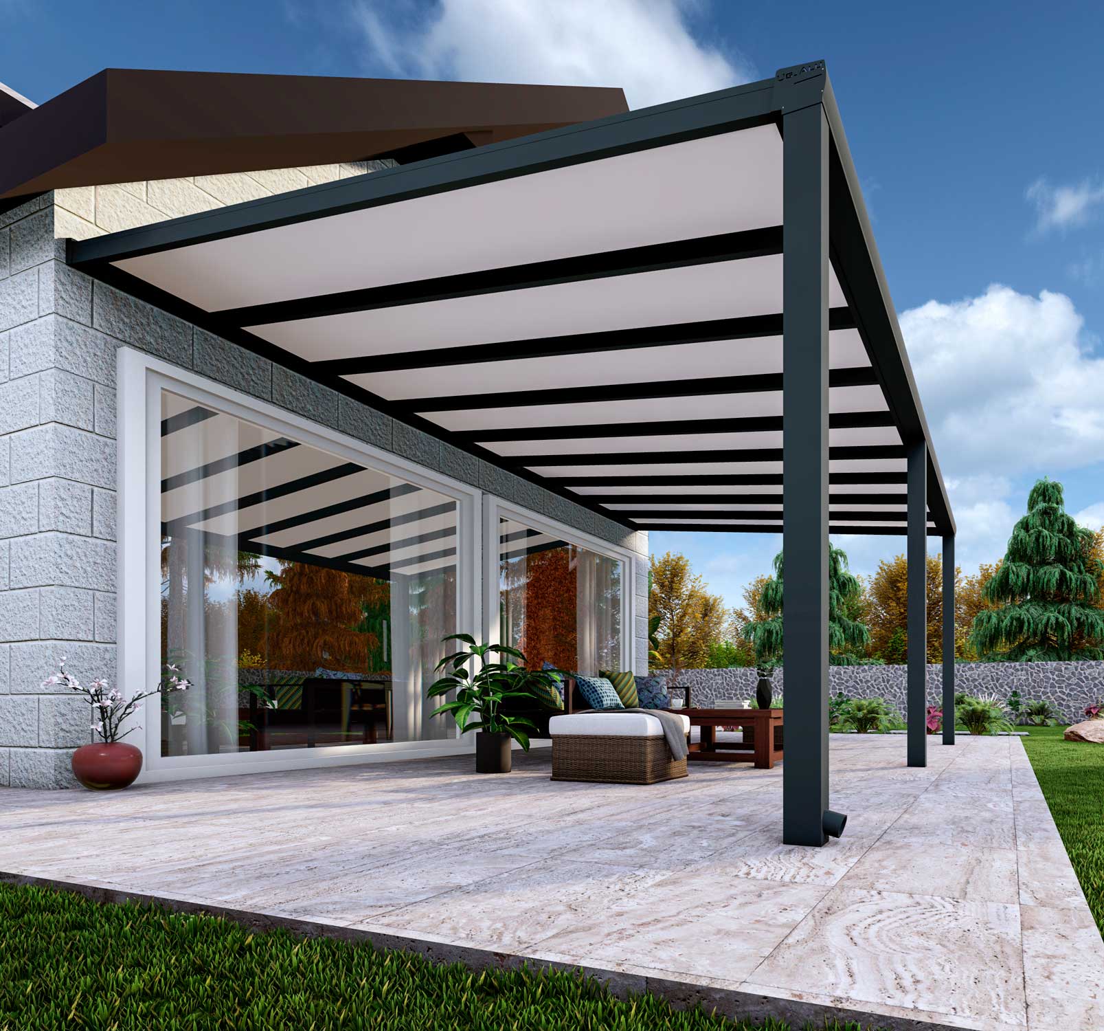 UG-Alu → Terrassenüberdachung Classic Anthrazit RAL 7016 mit VSG ...
