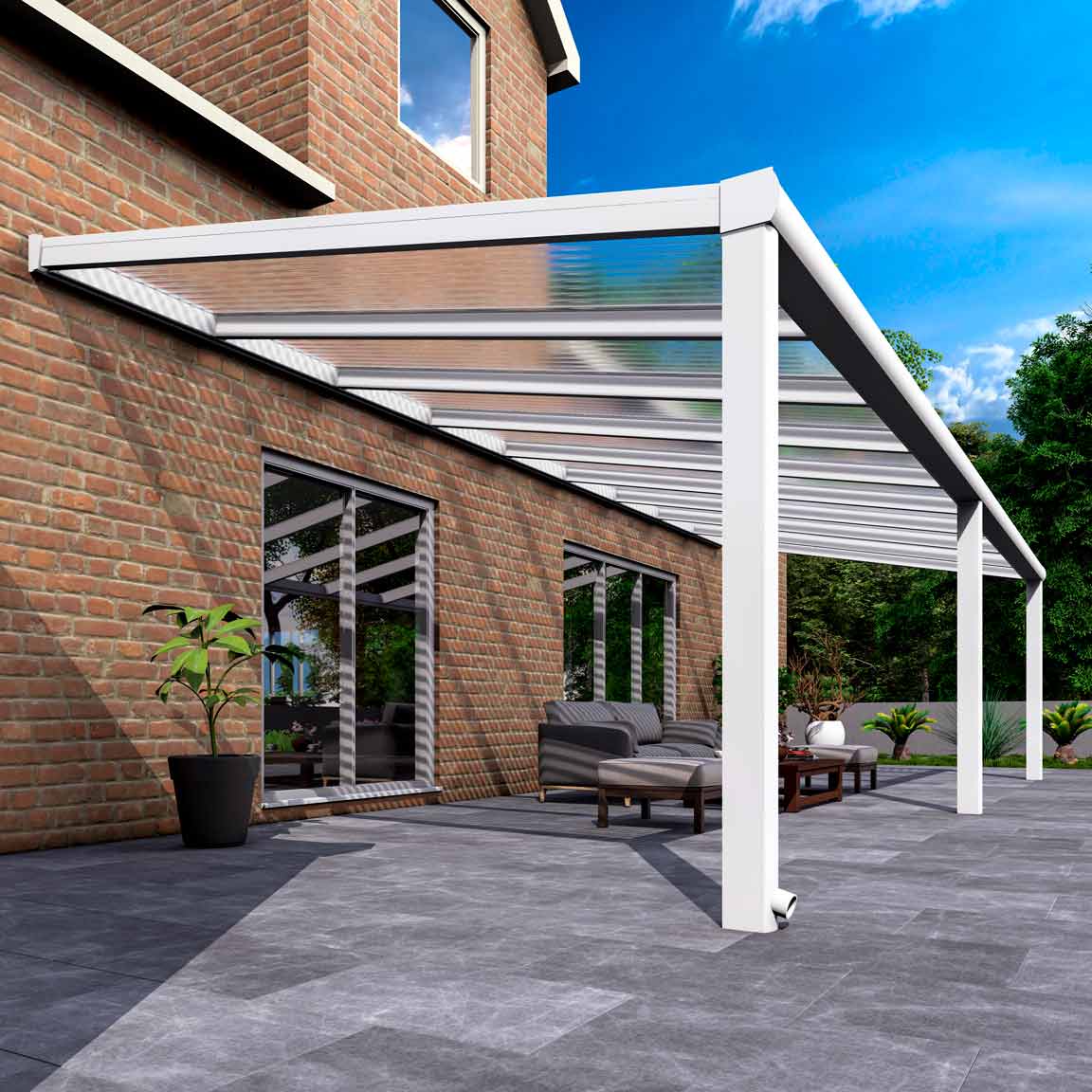 Terrassenuberdachung Polycarbonat Klar