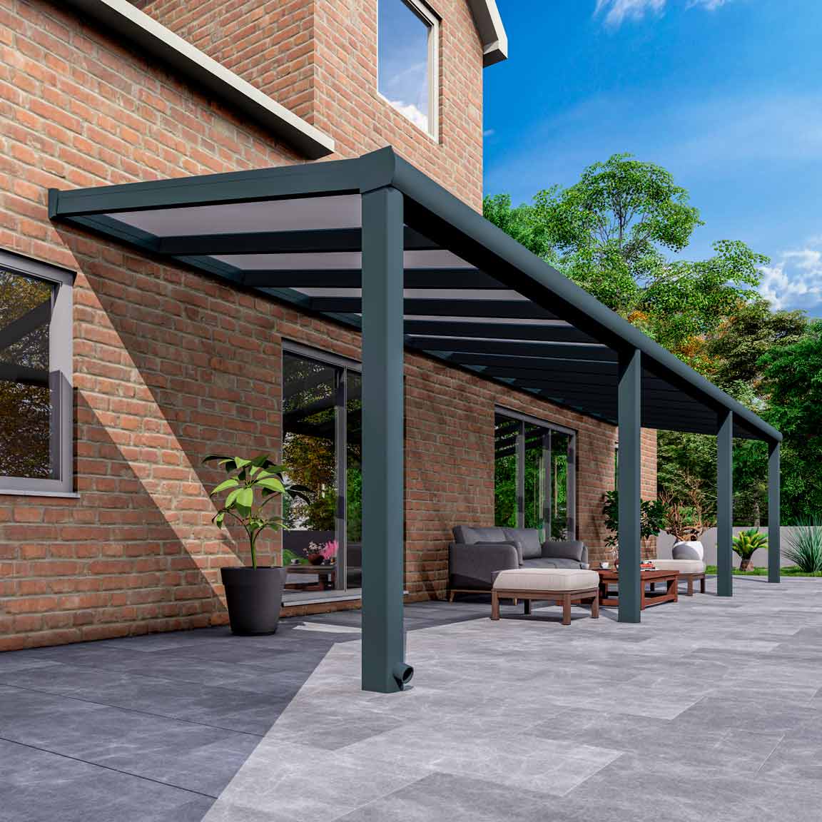 UG-Alu → Terrassenüberdachung Excellent Anthrazit RAL 7016 mit VSG ...