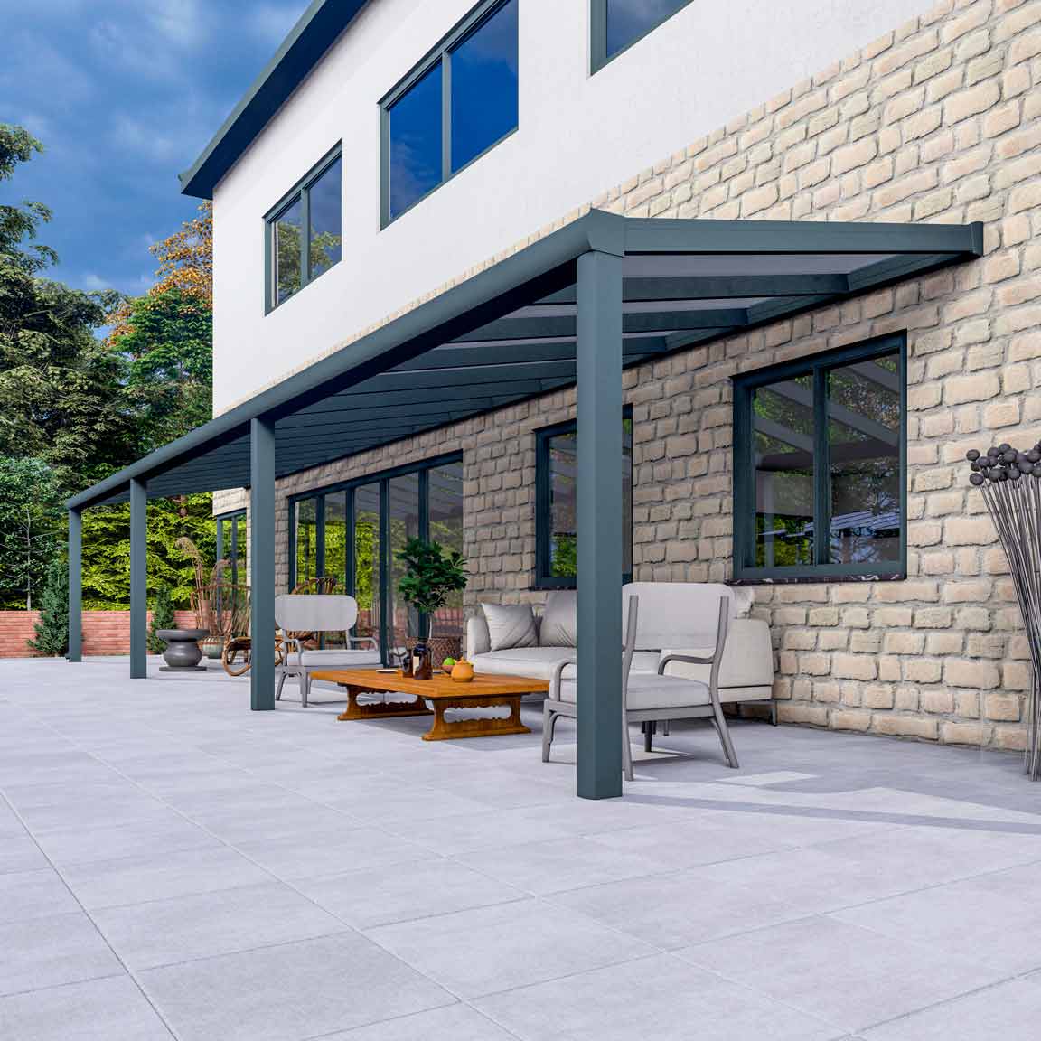 UG-Alu → Terrassenüberdachung Excellent Anthrazit RAL 7016 mit VSG ...