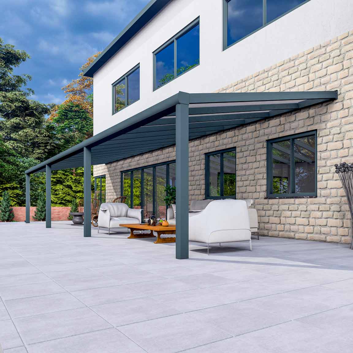 UG-Alu → Terrassenüberdachung Excellent Anthrazit RAL 7016 mit VSG ...