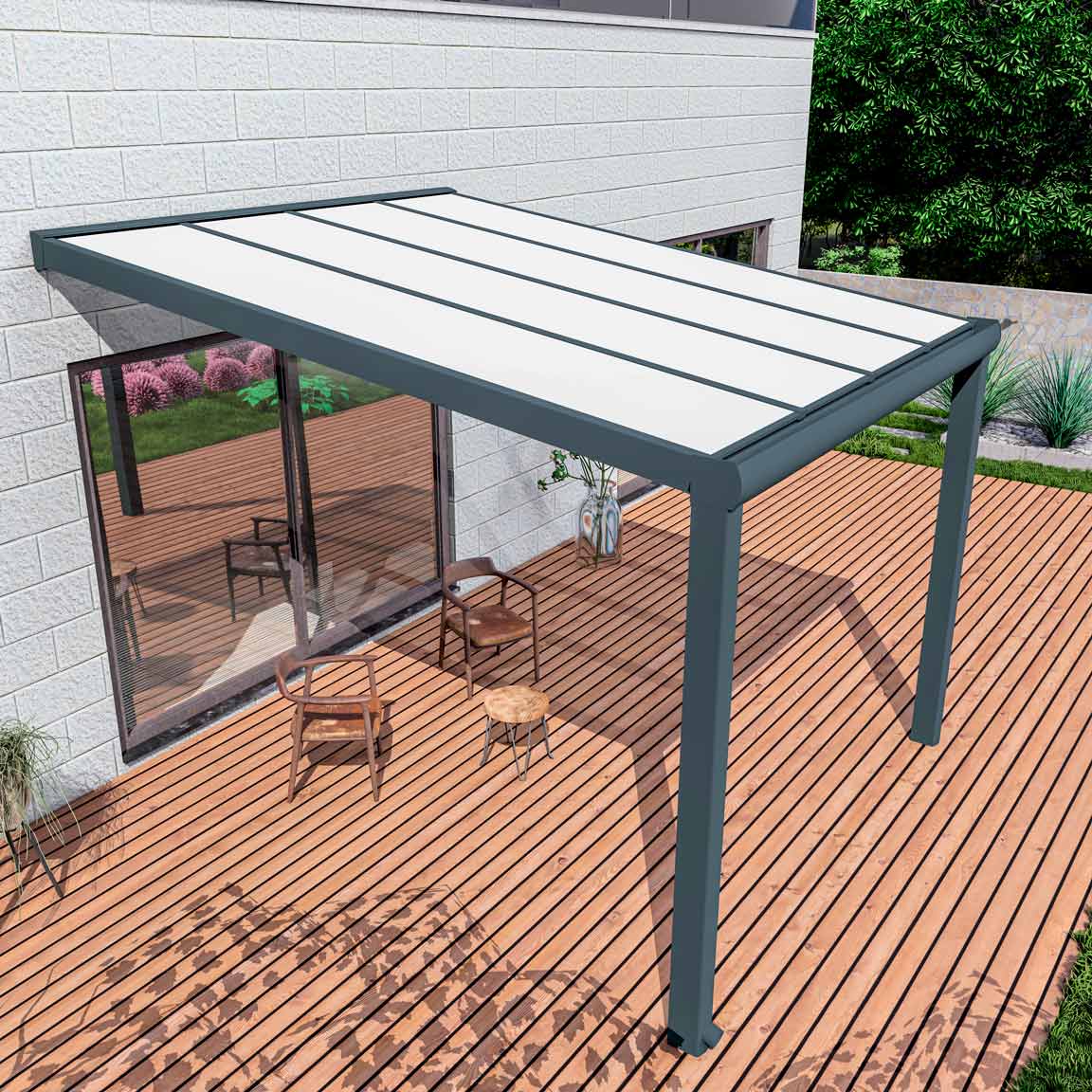 UG-Alu → Terrassenüberdachung Excellent Anthrazit RAL 7016 mit VSG ...