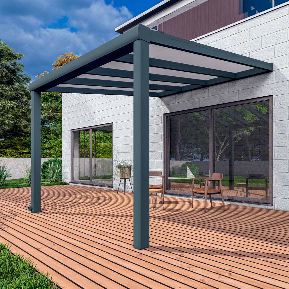 UG-Alu → Terrassenüberdachung Excellent Anthrazit RAL 7016 mit VSG ...