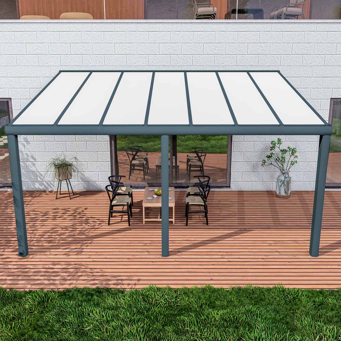 UG-Alu → Terrassenüberdachung Excellent Anthrazit RAL 7016 mit VSG ...