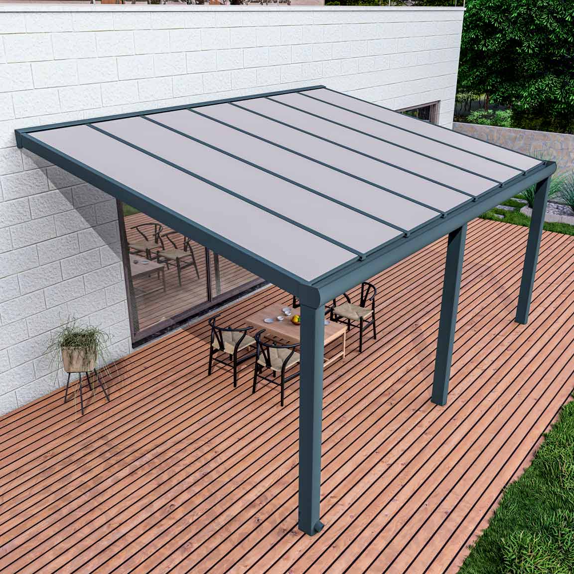 UG-Alu → Terrassenüberdachung Excellent Anthrazit RAL 7016 mit VSG ...