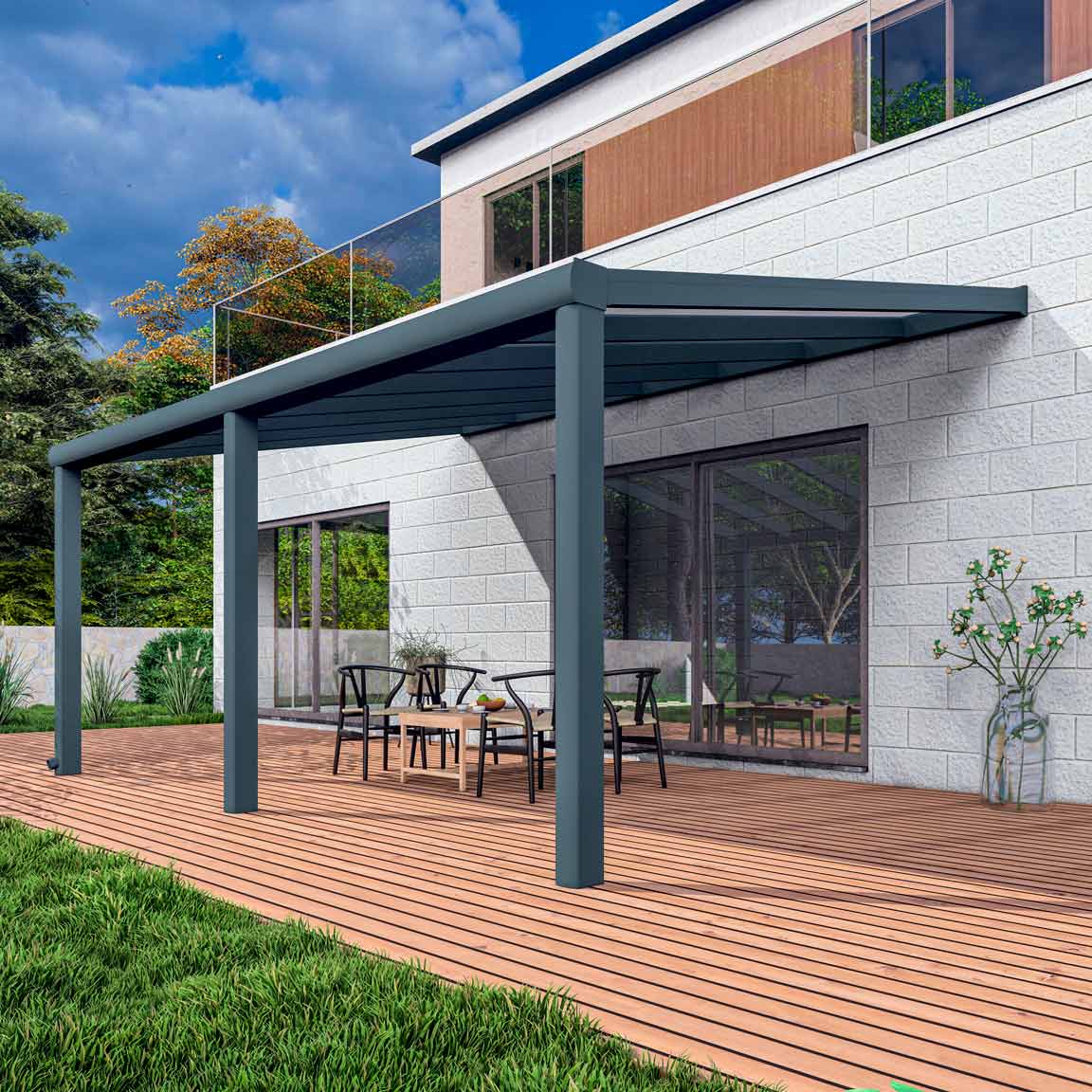 UG-Alu → Terrassenüberdachung Excellent Anthrazit RAL 7016 mit VSG ...