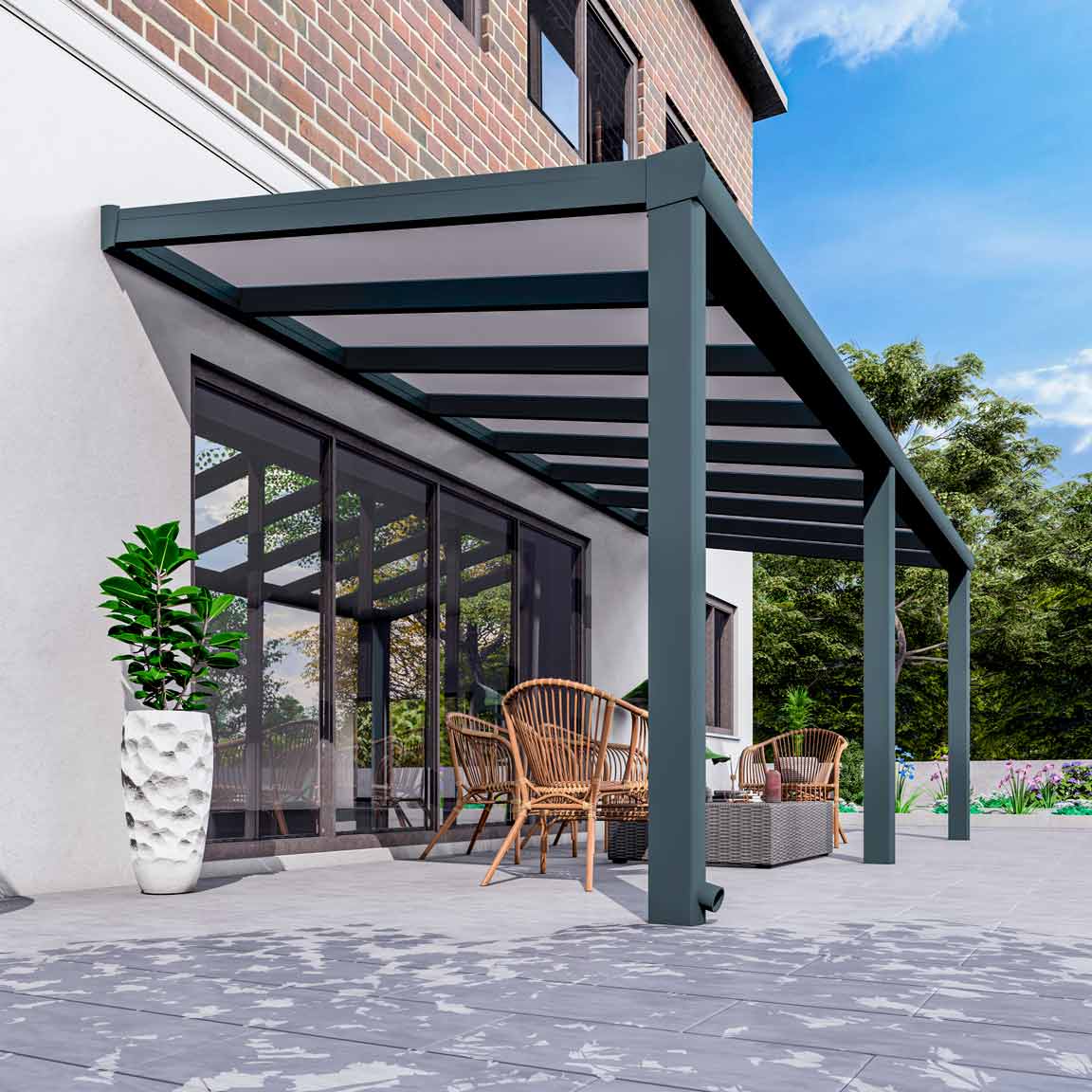 UG-Alu → Terrassenüberdachung Excellent Anthrazit RAL 7016 mit VSG ...