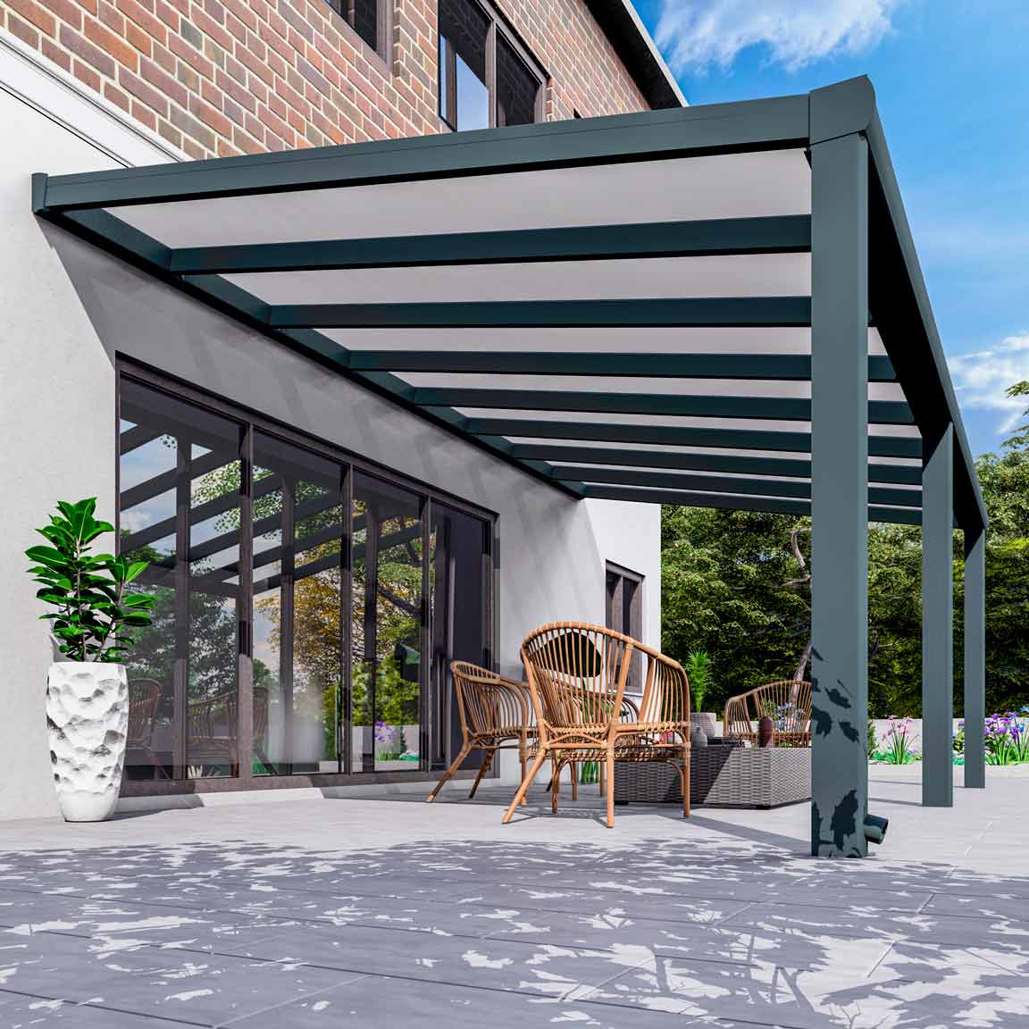 UG-Alu → Terrassenüberdachung Excellent Anthrazit RAL 7016 mit VSG ...