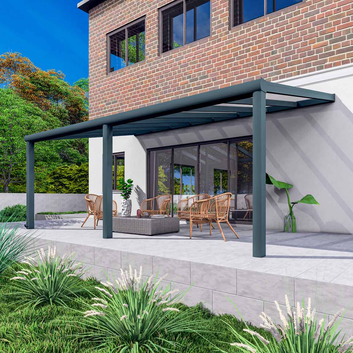 UG-Alu → Terrassenüberdachung Excellent Anthrazit RAL 7016 mit VSG ...