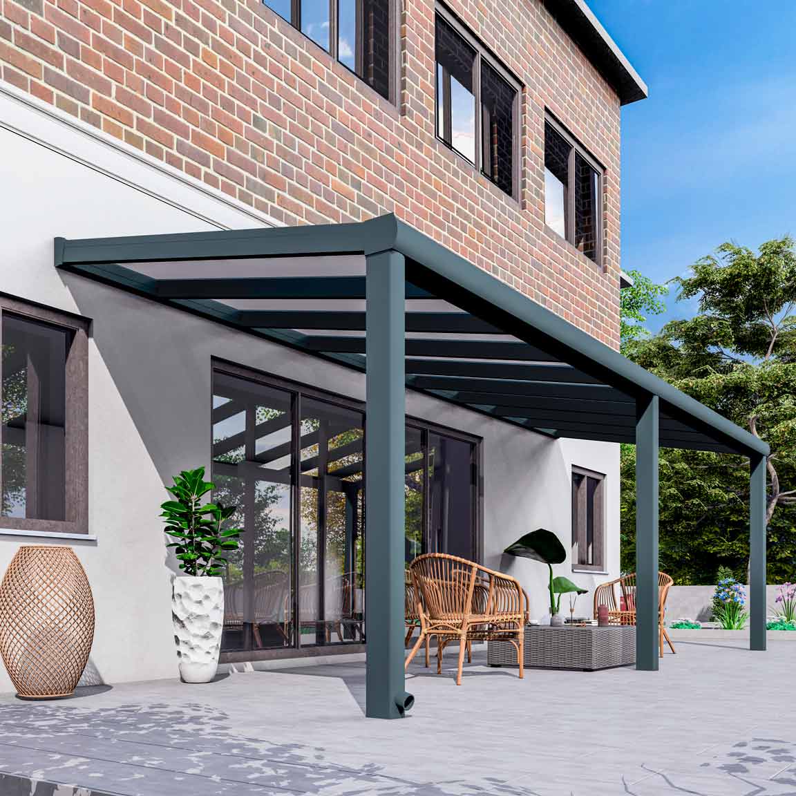 UG-Alu → Terrassenüberdachung Excellent Anthrazit RAL 7016 mit VSG ...