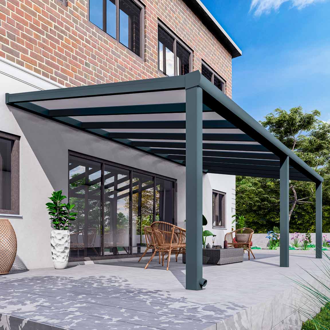 UG-Alu → Terrassenüberdachung Excellent Anthrazit RAL 7016 mit VSG ...