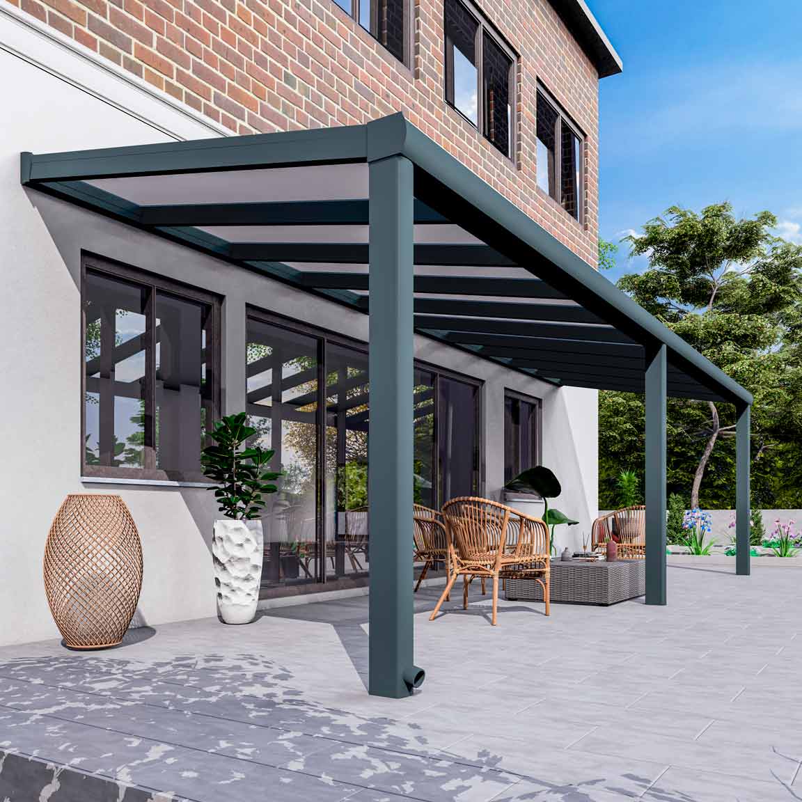 UG-Alu → Terrassenüberdachung Excellent Anthrazit RAL 7016 mit VSG ...