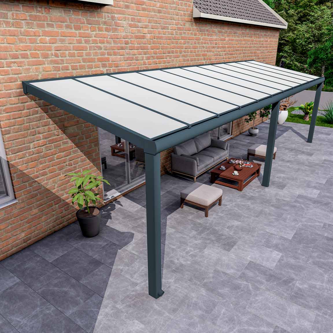 UG-Alu → Terrassenüberdachung Excellent Anthrazit RAL 7016 mit VSG ...