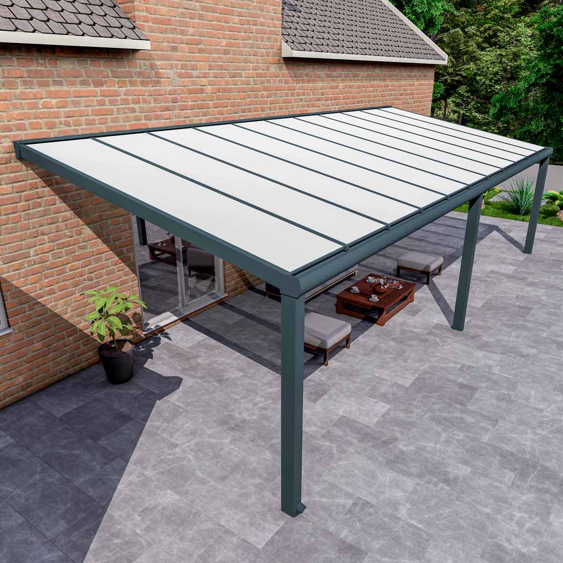 UG-Alu → Terrassenüberdachung Excellent Anthrazit RAL 7016 mit VSG ...